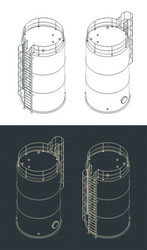 Storage tank isometric drawings Royalty Free Vector Image