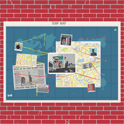 Crime board with pins evidence detective map Vector Image