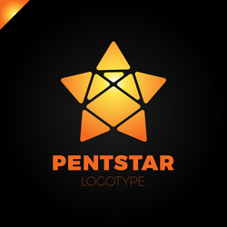 Penta line star logo pentagon direction Royalty Free Vector