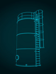 Storage tank isometric drawings Royalty Free Vector Image
