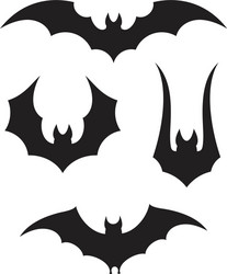 Set bat wings in color in flat style Royalty Free Vector