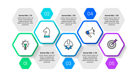 Infographic template line with 5 hexagons Vector Image