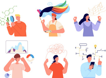 Mbti types cartoon person with different Vector Image