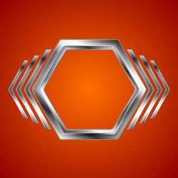 Abstract metal logo design with hexagon and arrows