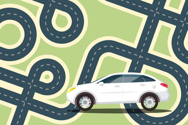 City map with cars on road - street cartoon Vector Image