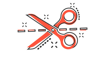 Cartoon scissors icon in comic style scissor sign Vector Image