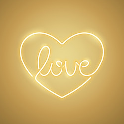 Love heart yellow neon banner Royalty Free Vector Image