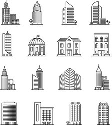 Building icon set Royalty Free Vector Image - VectorStock