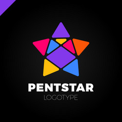 Penta line star logo pentagon star direction Vector Image