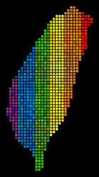 Dotted pixel spectrum taiwan island map Royalty Free Vector