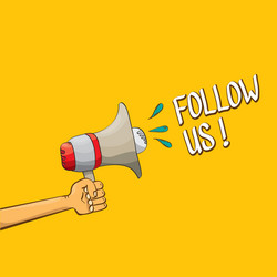 Doodle follow us banner comic image Royalty Free Vector