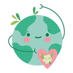 Happy cute smiling green tree and earth Royalty Free Vector