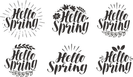 Hello spring lettering set of moths Royalty Free Vector