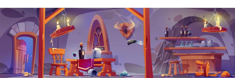 Medieval tavern in castle dungeon ancient bar Vector Image