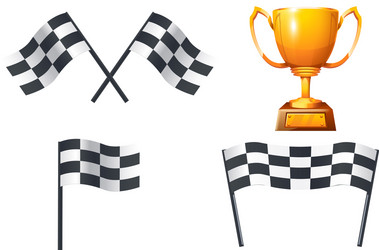 Winner boy in a race car on trophy background Vector Image