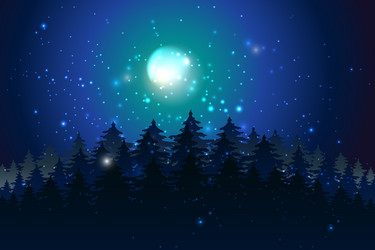 Silhouetted Forest Moonscape Royalty Free Vector Image