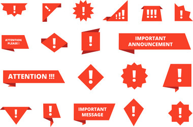 Important notice information banner label set Vector Image