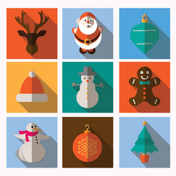 Set of modern style christmas flat icons Vector Image