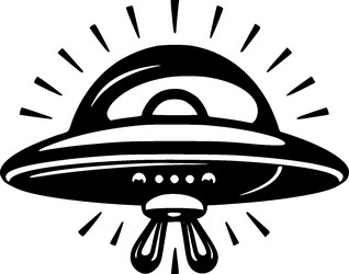 Ufo - black and white Royalty Free Vector Image
