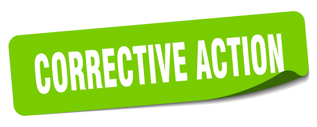 Corrective action sticker label Royalty Free Vector Image