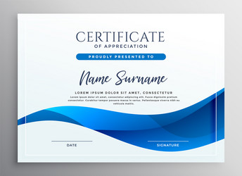 Blue certificate template design Royalty Free Vector Image
