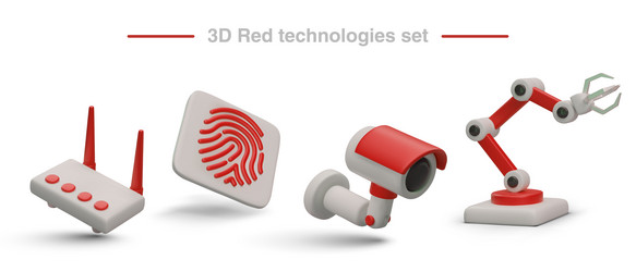 Modern technologies set of 3d images router Vector Image