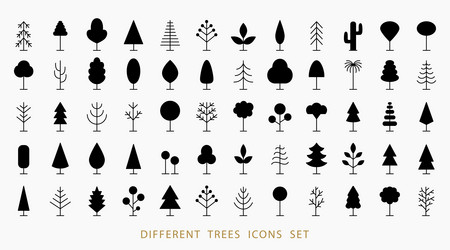 Tree line icon set logo shapes collection Vector Image