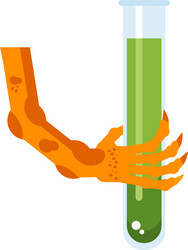 Bony wart hand of a monster with magic flask Vector Image