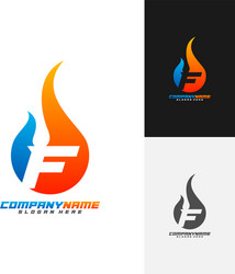 Letter f fire logo design template flames Vector Image
