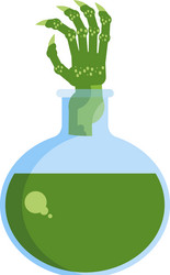 Bony wart hand of a monster with magic flask Vector Image