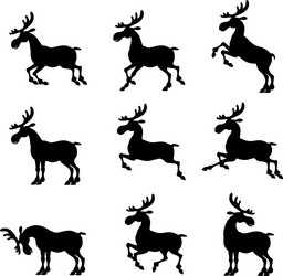 Set of reindeer christmas silhouettes Royalty Free Vector