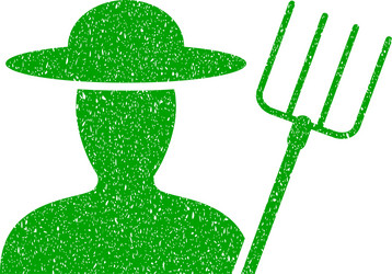 Farmer with pitchfork icon grunge watermark Vector Image