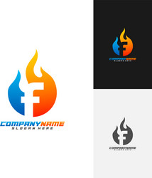 Letter f fire logo design template flames Vector Image