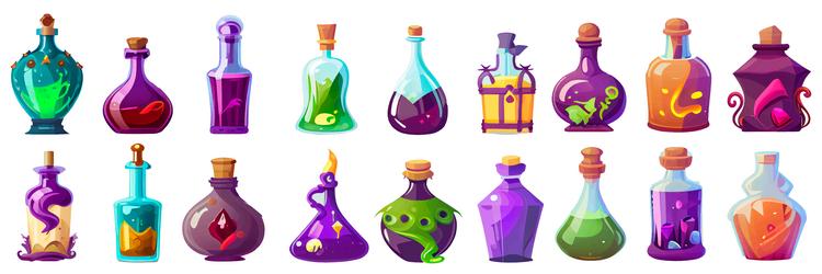 Set of potion or poison magic Royalty Free Vector Image