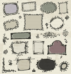 Handdrawn picture frames colorful sketch doodle Vector Image