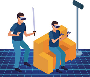 Virtual reality technology experience cartoon Vector Image