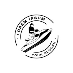 Vintage jet ski or motor boat logo design isolated