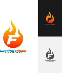 Letter f fire logo design template flames Vector Image