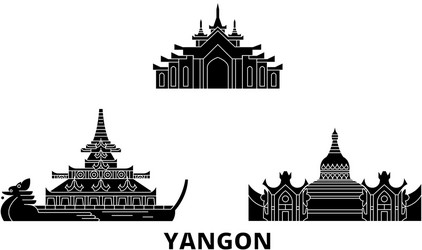 Yangon Skyline, Myanmar Royalty Free Vector Image