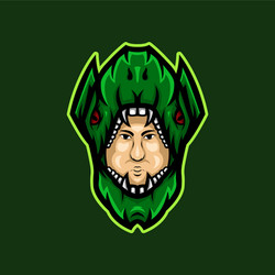 Tyrannosaurus head shield mascot logo Royalty Free Vector