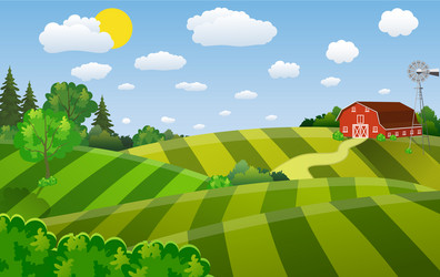 Autumn farm landscape field crops nature Vector Image