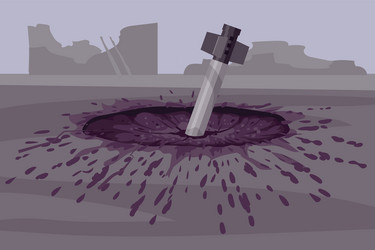 Crater is a trace from the explosion on ground Vector Image