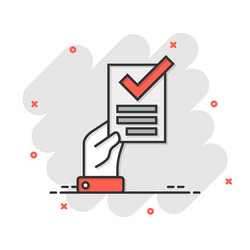 People hand with check mark icon in comic style Vector Image