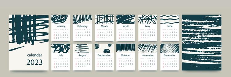 Yearly calendar template 2023 week starts Vector Image