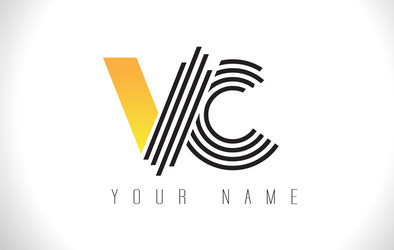 Vc logo letter with black lines design line Vector Image