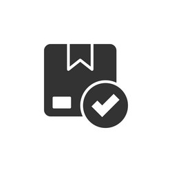 Shipping box check icon in flat style container Vector Image