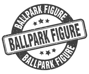 Ballpark figure stamp label round Royalty Free Vector Image