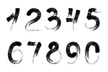 Calligraphic paint numbers brush lettering Vector Image