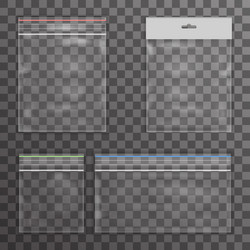 Food empty plastic packaging bag icon set Vector Image