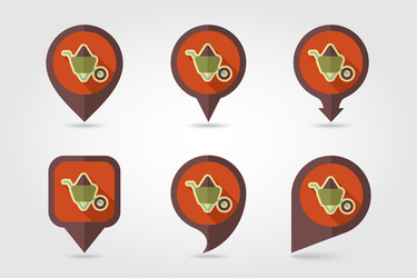 Wheelbarrow carts flat pin map icon pointer Vector Image